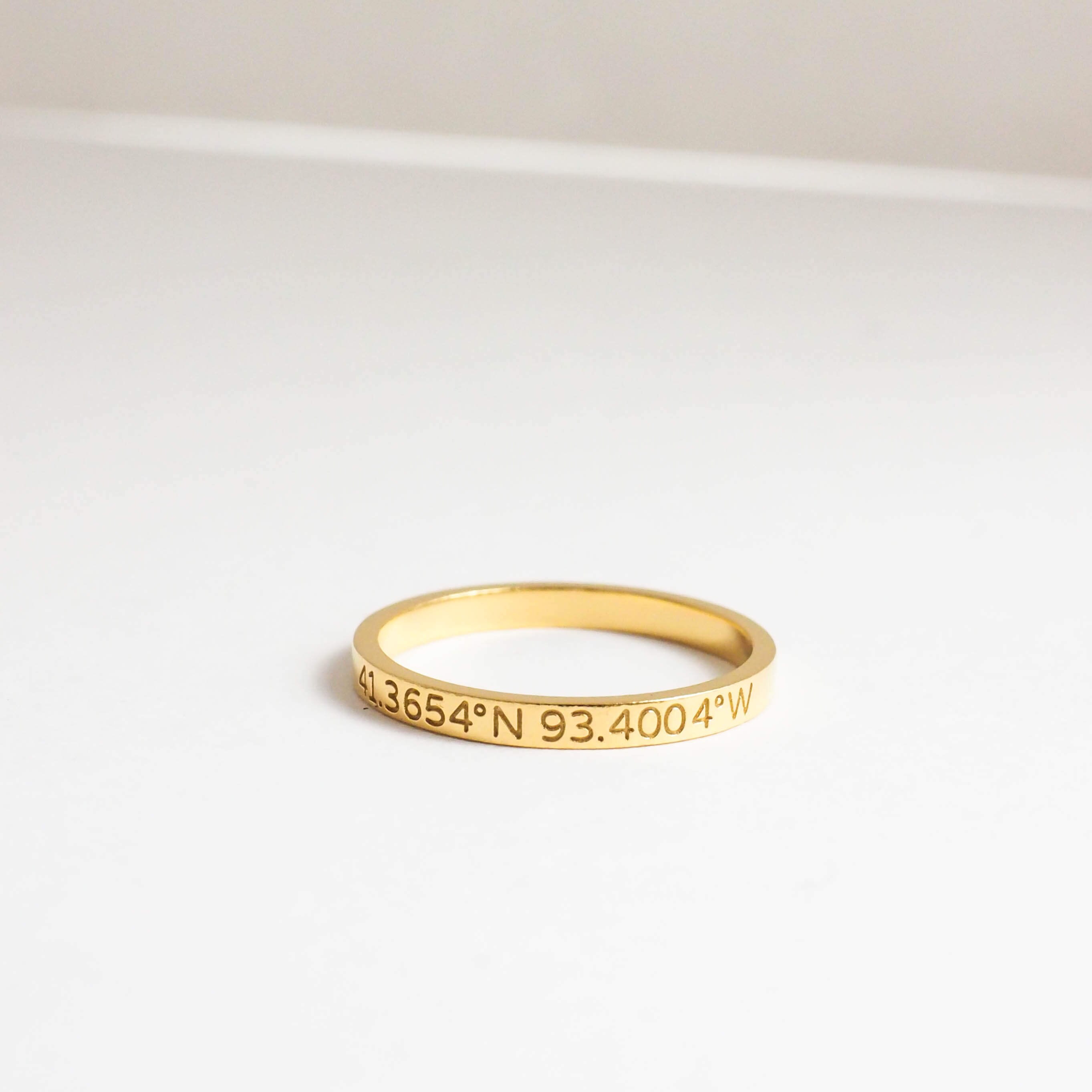 Custom Coordinates Ring Latitude Longitude Ring - Etsy