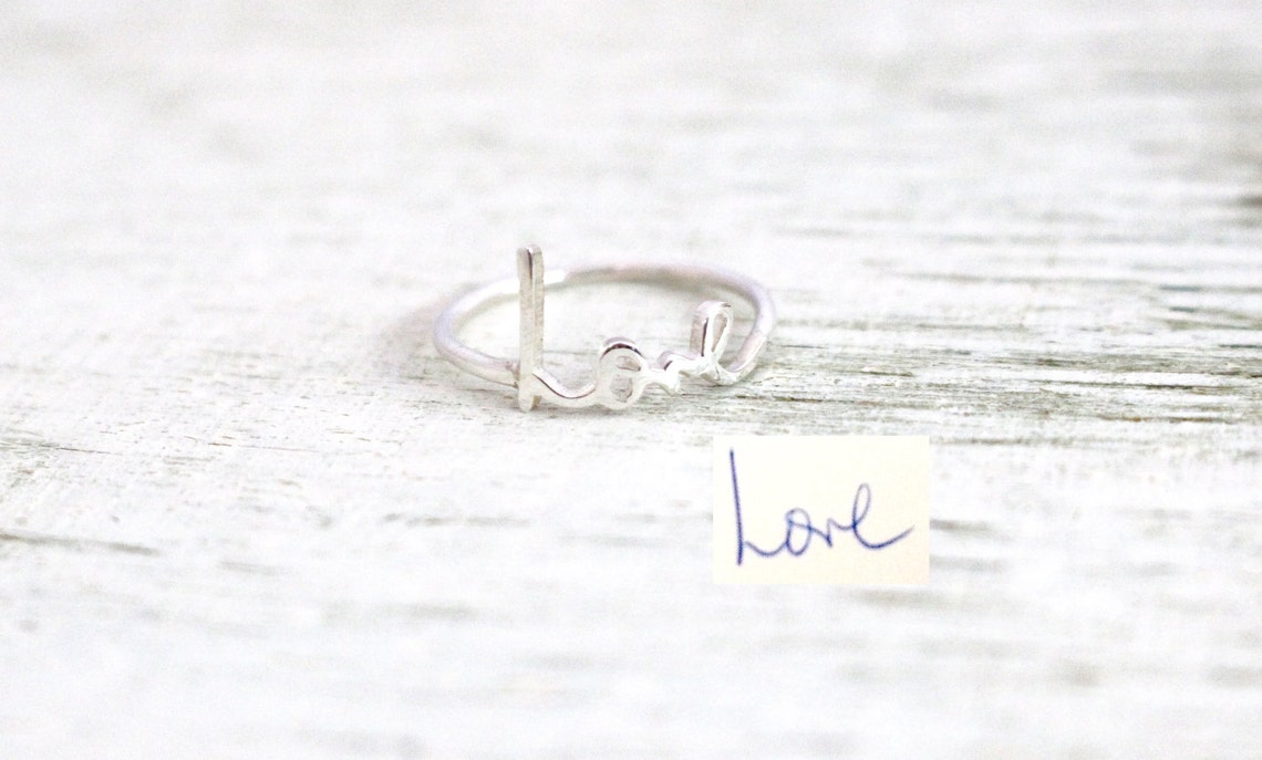Custom Handwriting Ring Memorial Signature Ring Dainty | Etsy