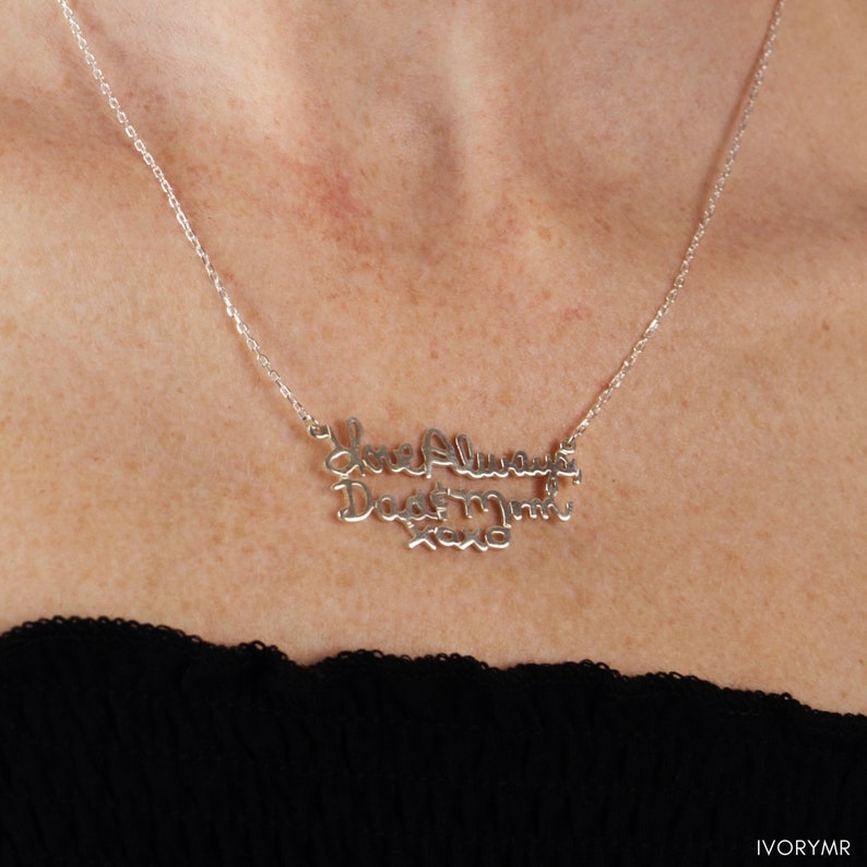 Handwriting Jewelry Actual Handwriting Necklace Signature | Etsy