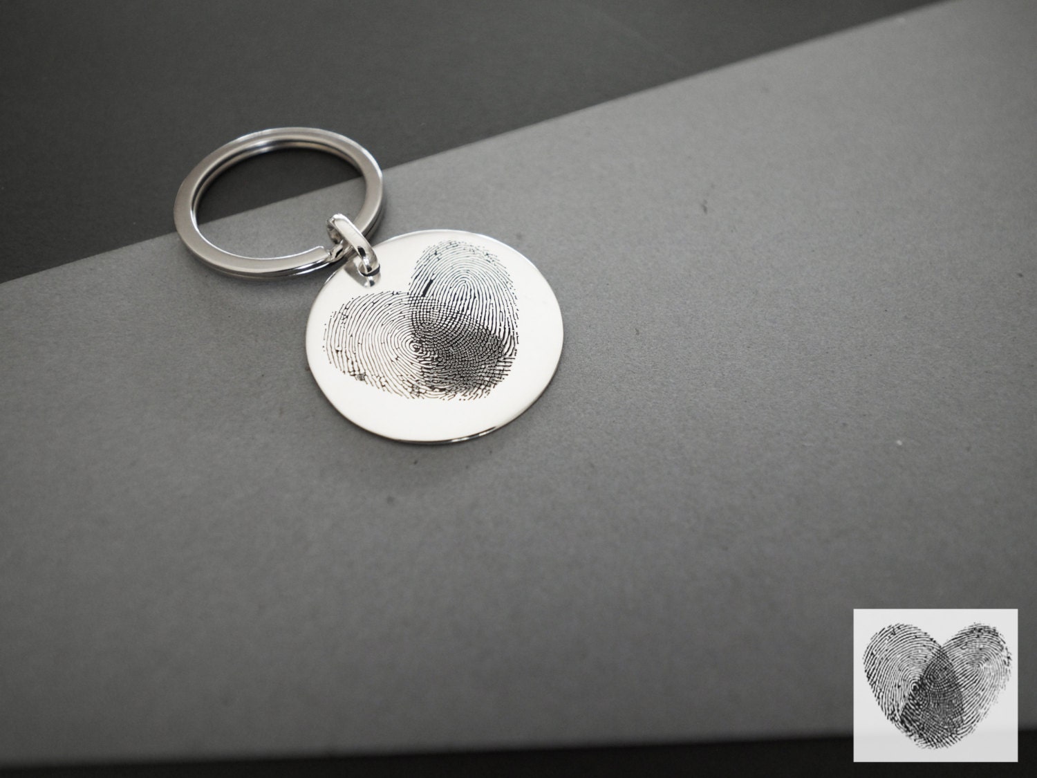 Actual Fingerprint KEYCHAIN - Handwriting Keychain - Fingerprint Disc ...