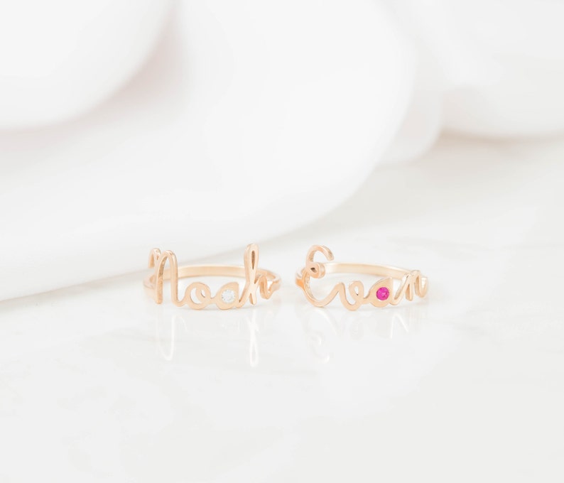 Name Ring With Birthstone Custom Name Jewelry Personalized - Etsy