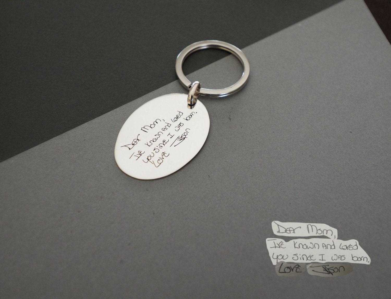 Memorial Signature Keychain Geometric Handwriting Charm - Etsy