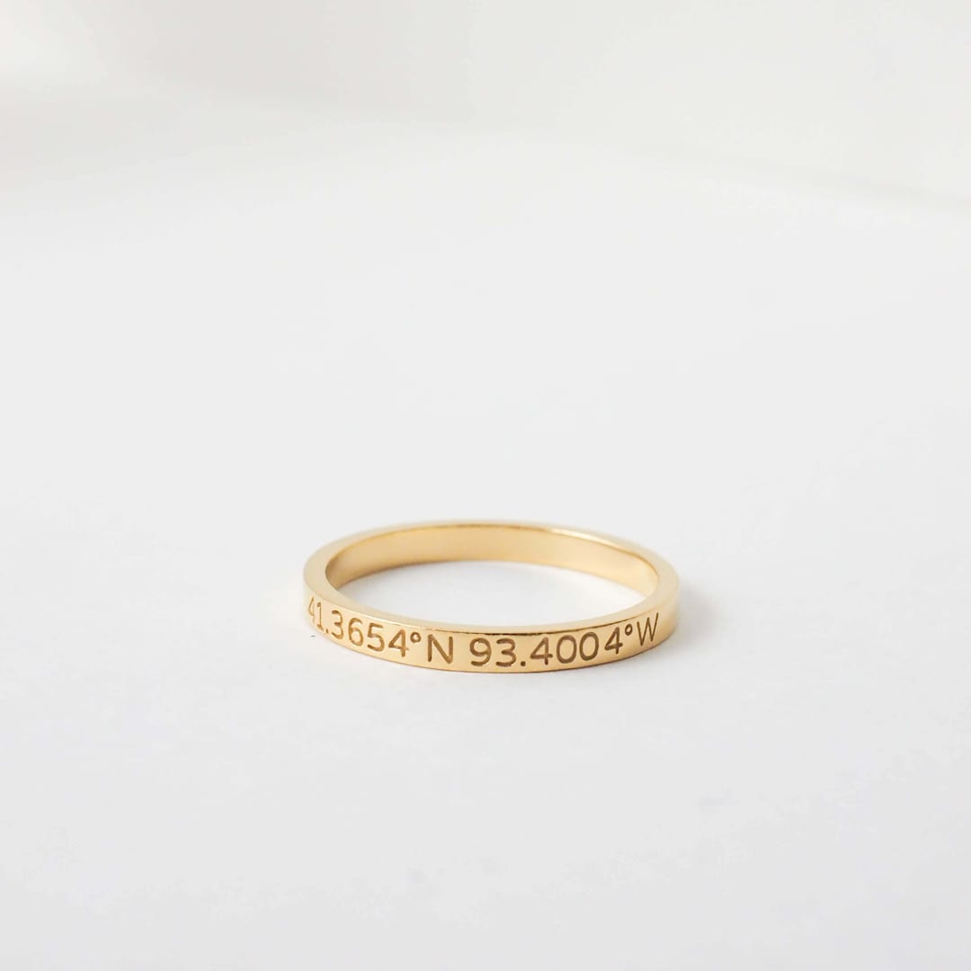 Custom Coordinates Ring - Latitude Longitude Ring - Personalized GPS ...