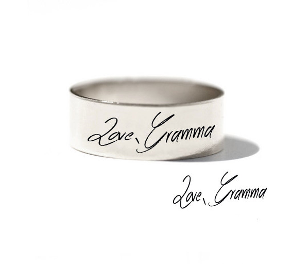 Signature Men Ring - Handwriting Men Ring - Memorial Handwriting Band ...