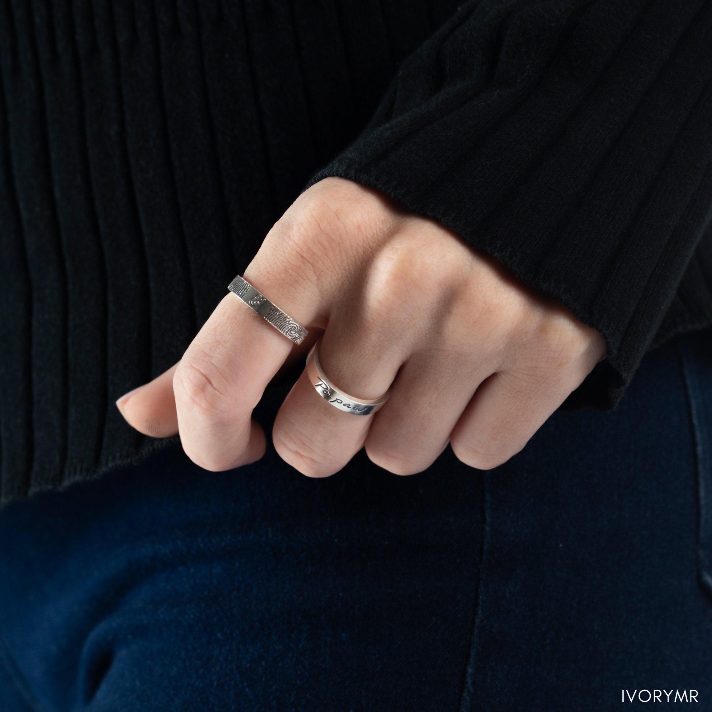 Actual Handwriting Ring - Custom Fingerprint Ring - Handwriting Jewelry ...