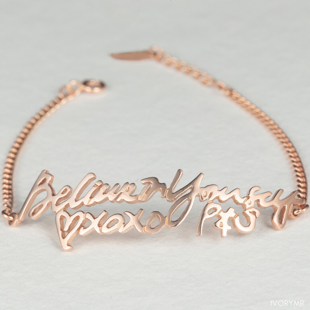 Handwriting Jewelry in Sterling Silver - Actual Handwriting Bracelet ...