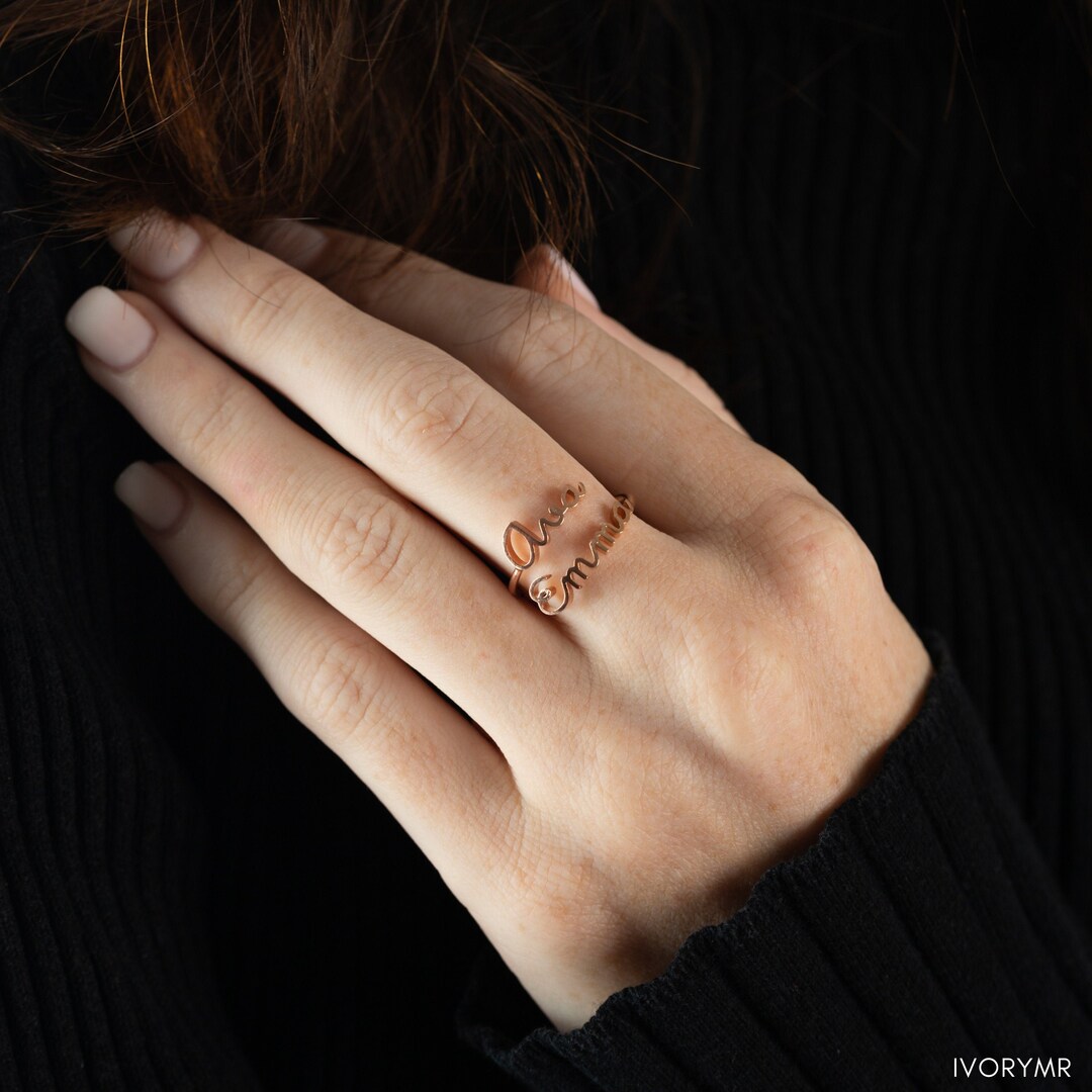 Two Name Ring - Custom Name Ring - Personalized Stackable Name Ring ...