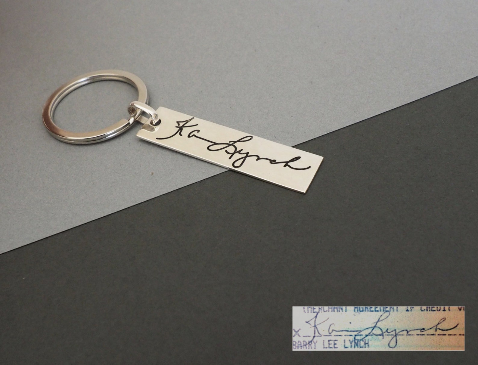 Memorial Signature Keychain Geometric Handwriting Charm - Etsy