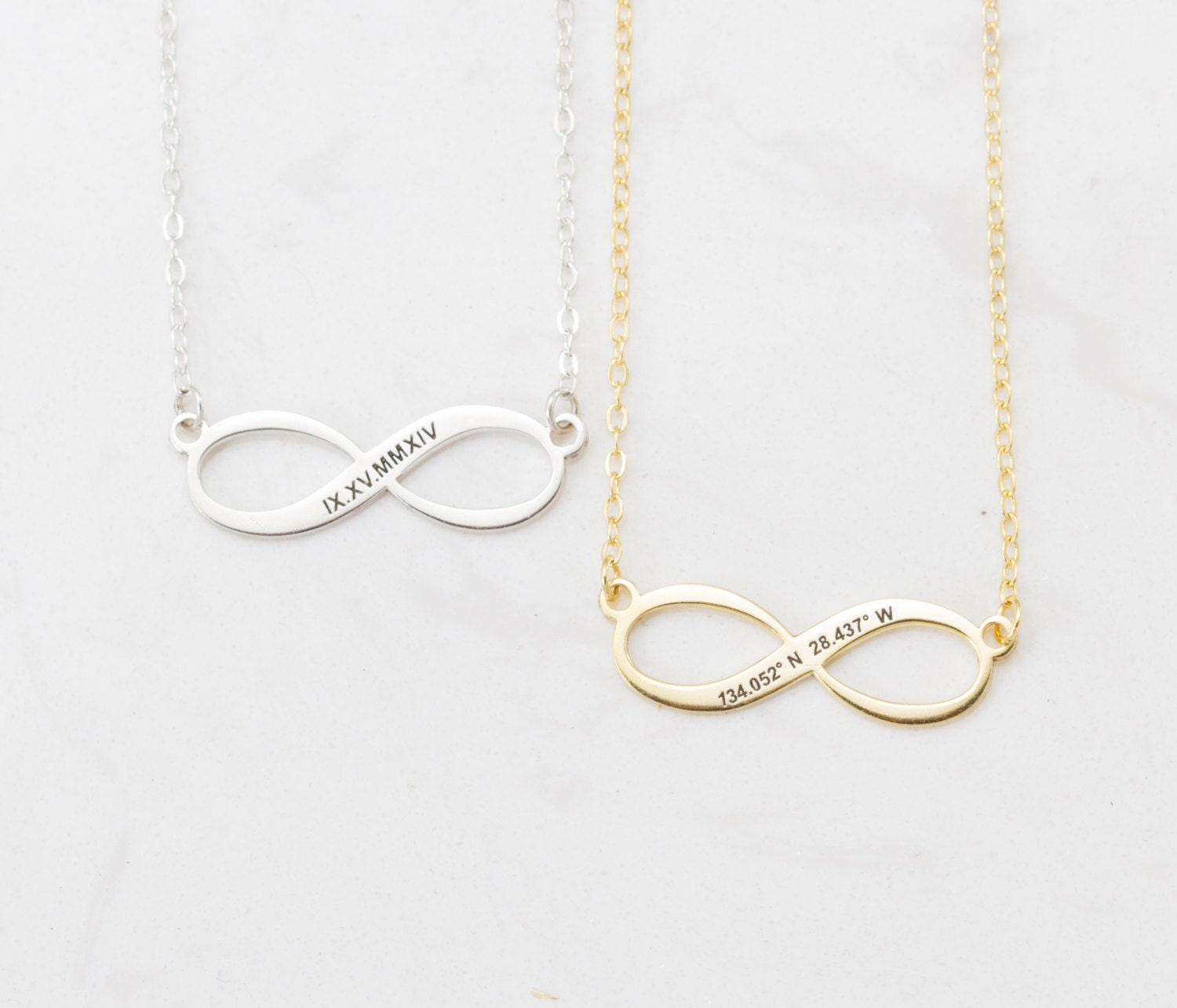 Custom Infinity Necklace Personalized Coordinates Necklace - Etsy