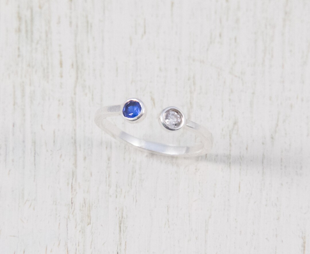 Dual Birthstone Ring in Sterling Silver - Couples Birthstone Ring ...