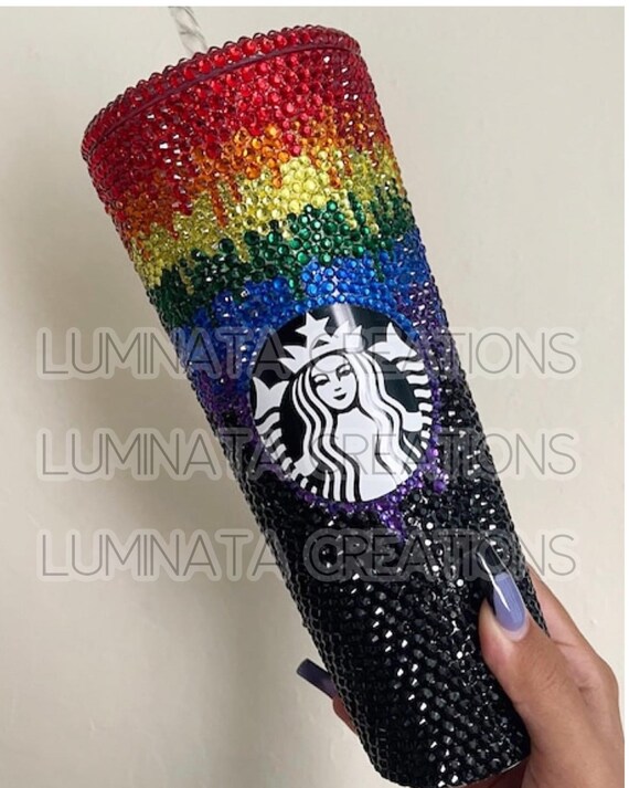 24 Oz Handmade Pride Month June Rainbow Paint Drip Studded - Etsy