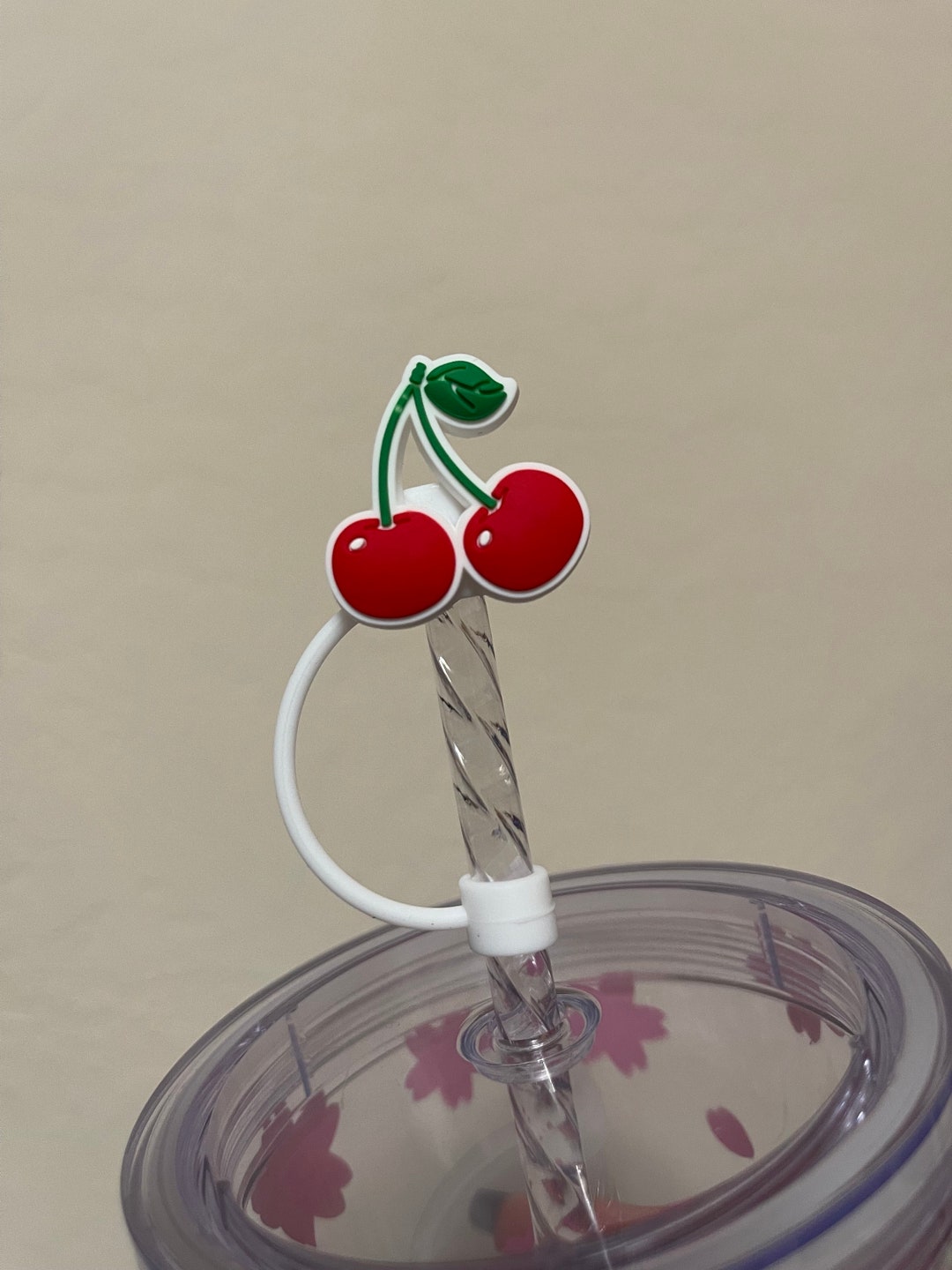 Cherries Straw Topper PVC Straw Covers Buddies Straw Charms Tumbler ...