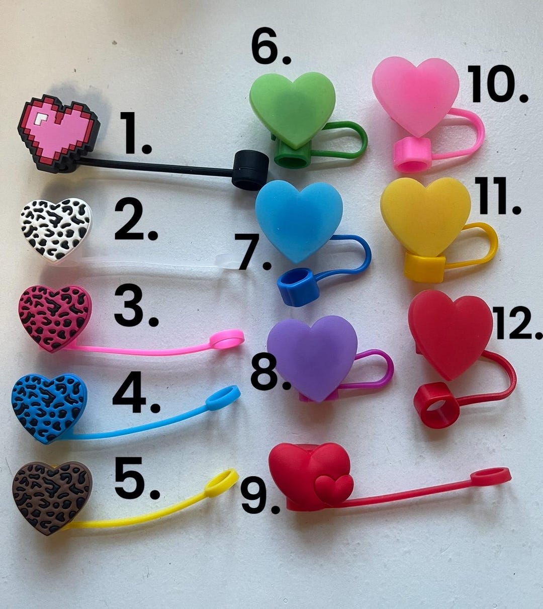 Heart Straw Topper PVC Straw Covers Buddies Straw Charms Tumbler ...