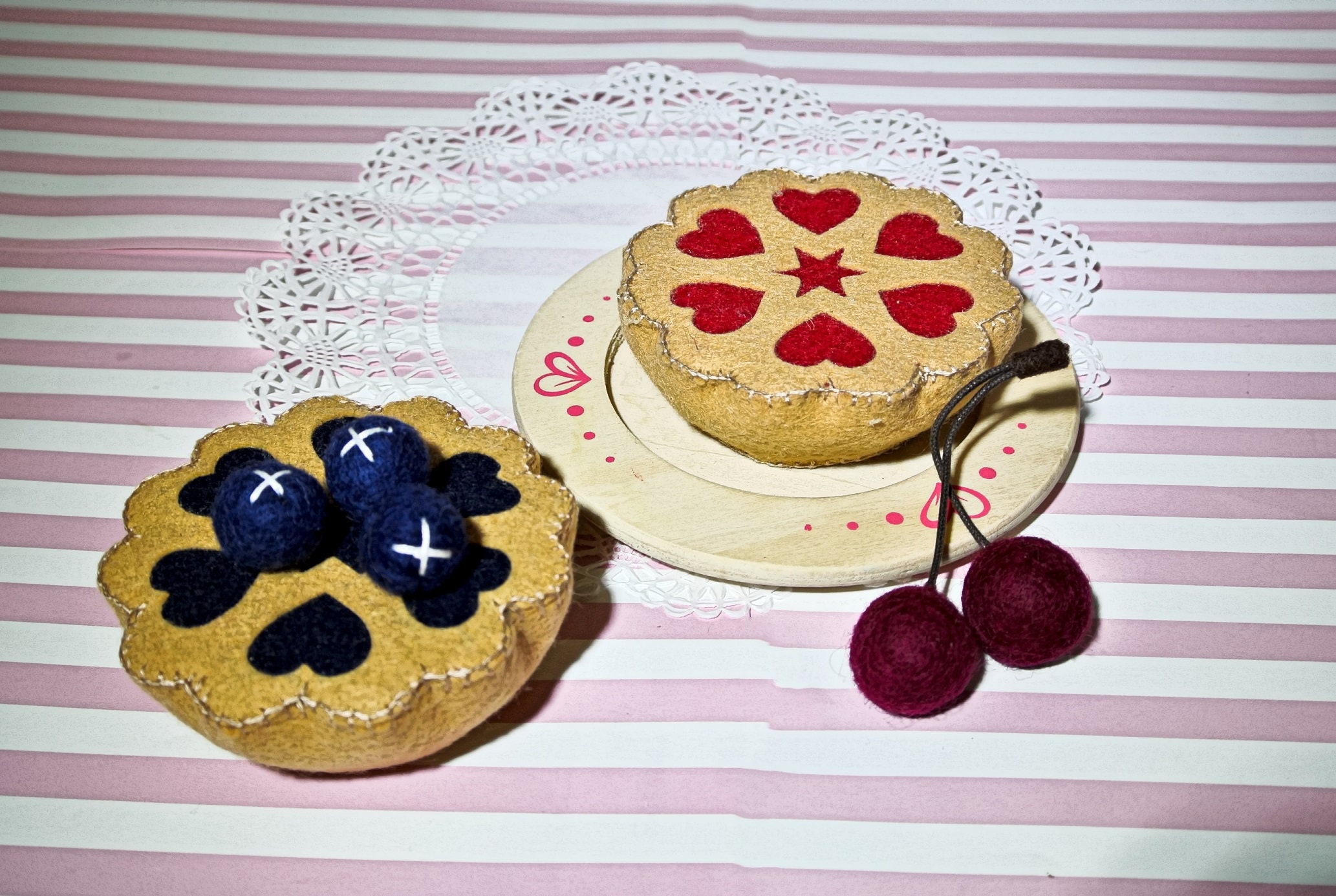 Felt Pie Set Blueberry Pie & Cherry Pie-set of 2. Felt Tart, Felt Pie ...