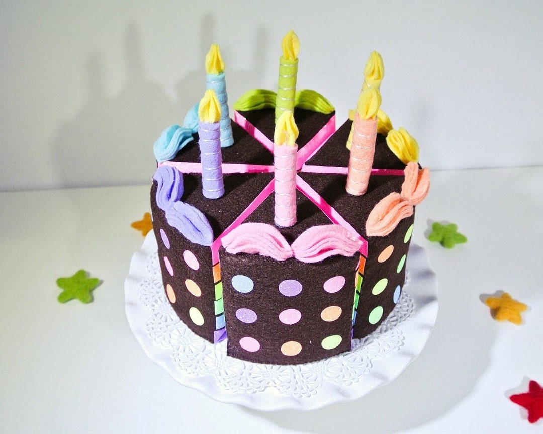 Chocolate Rainbow Cake Set - 7" Cake With Rainbow Color Icing. Felt ...