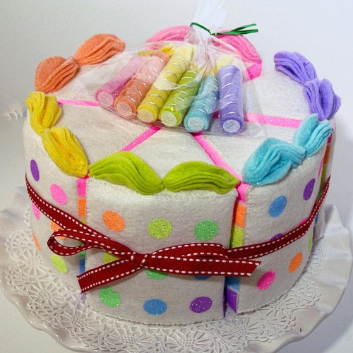 Felt Cake Set Rainbow Cake. Felt Food Felt Cake Party Decor - Etsy