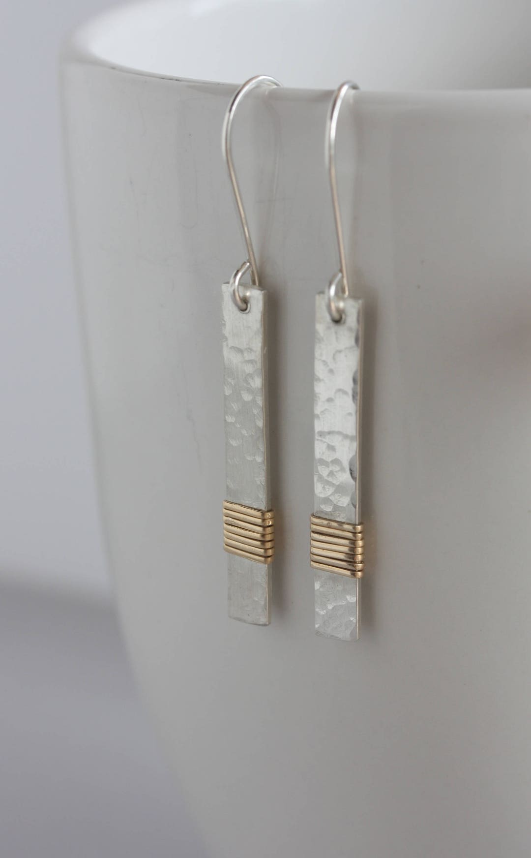 Handmade Mixed Metal Dangle Earrings - Sterling Silver & Gold Filled ...