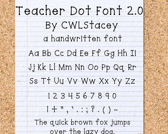 Teacher Dot Font 2.0 Handwritten Dotted Font TTF File - Etsy