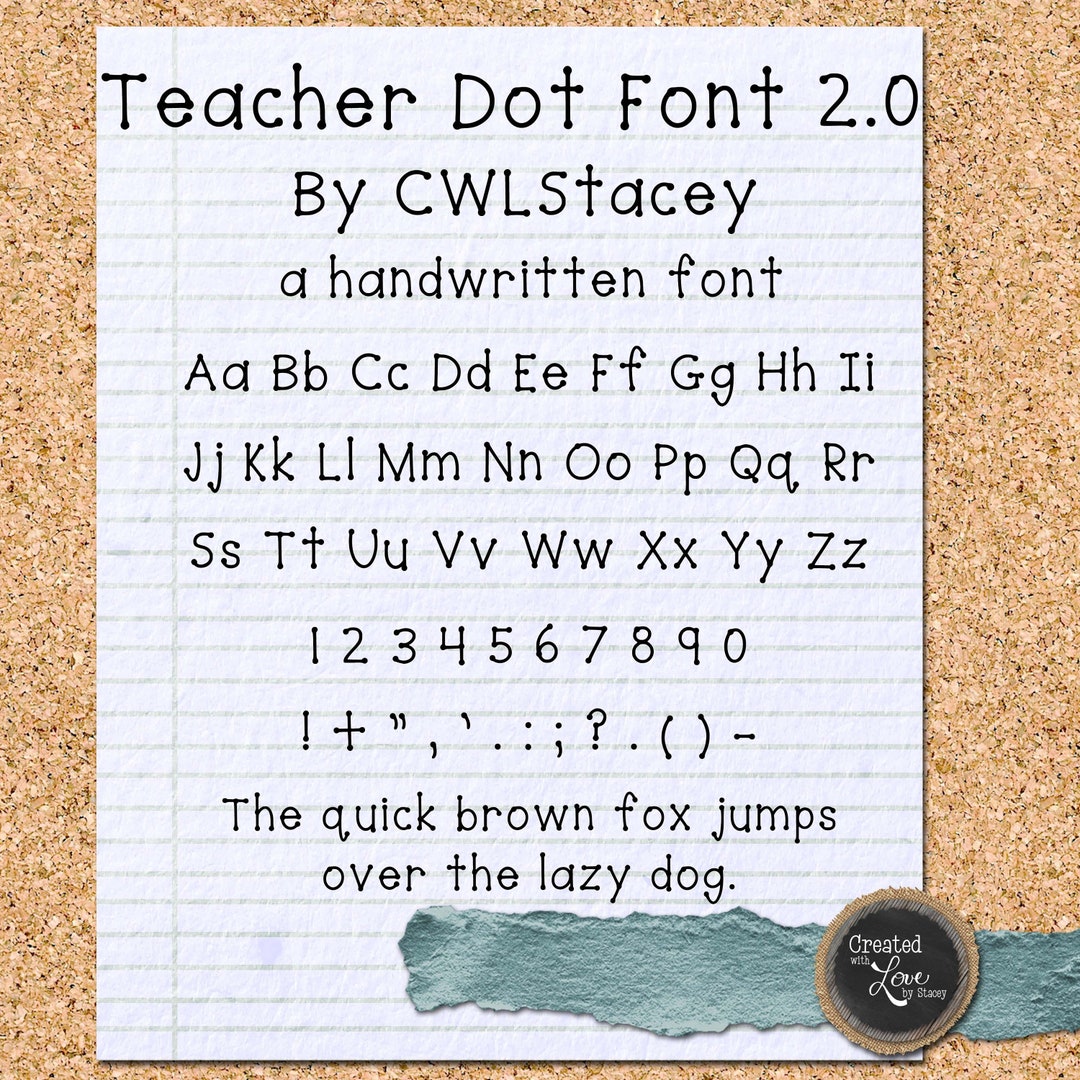Teacher Dot Font 2.0 Handwritten Dotted Font TTF File OTF File Digital ...