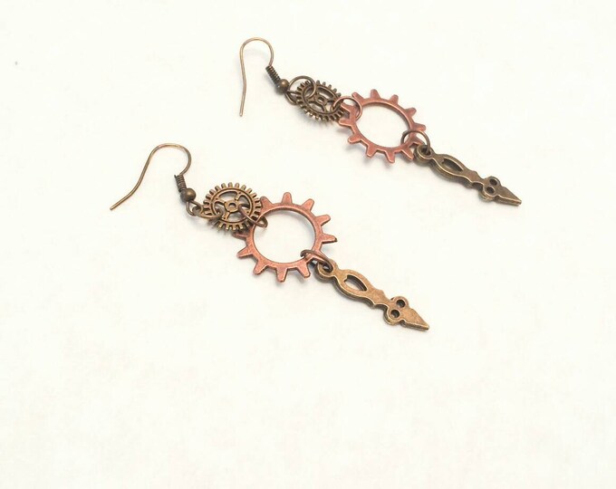 Steampunk Earrings Gears Cogs Jewelry Fish Hook Earrings - Etsy