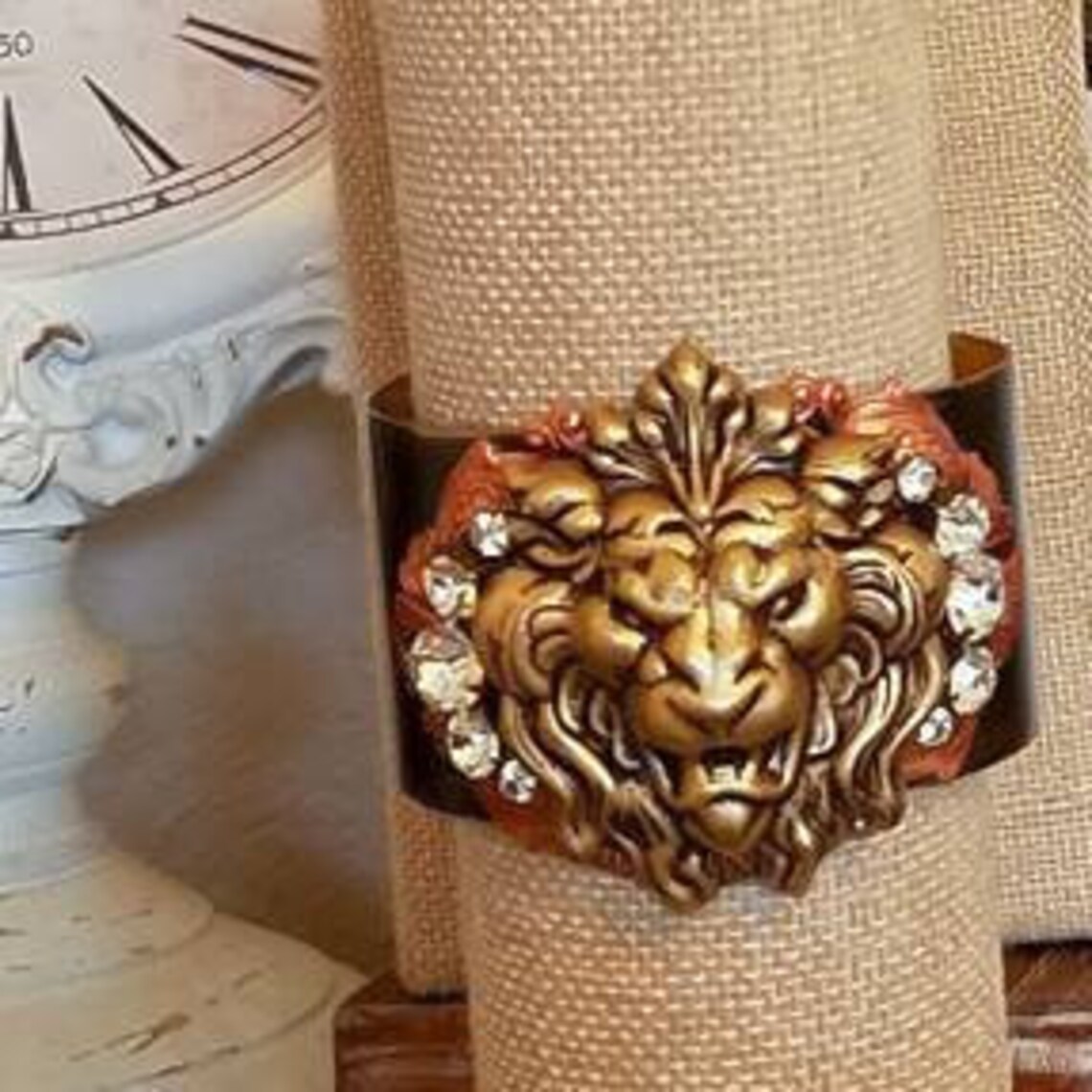 Wide Brass Cuff Lion's Head Cuff Bracelet With - Etsy