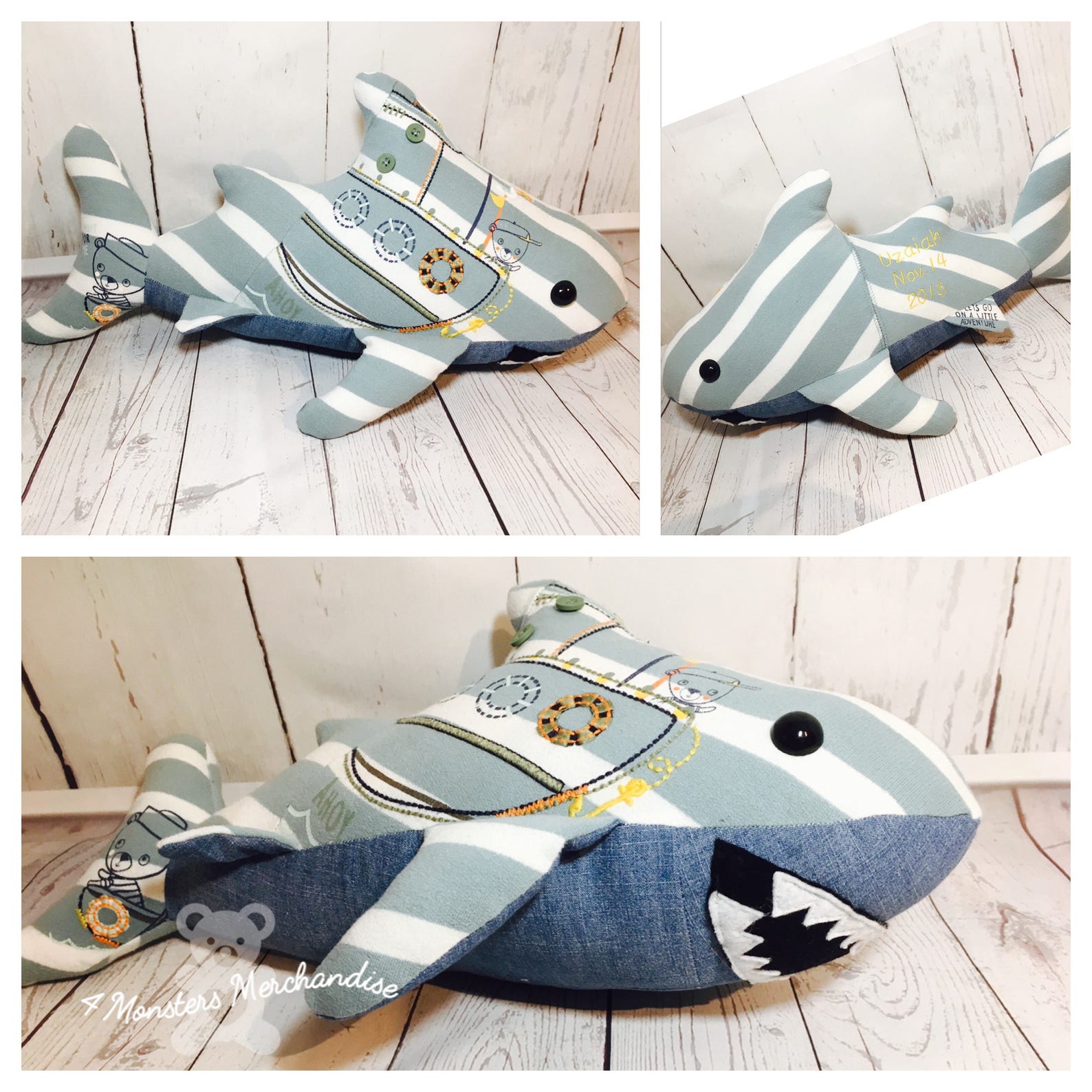 Memory Shark Keepsake Bears Bears From Baby Clothes Upcycled - Etsy