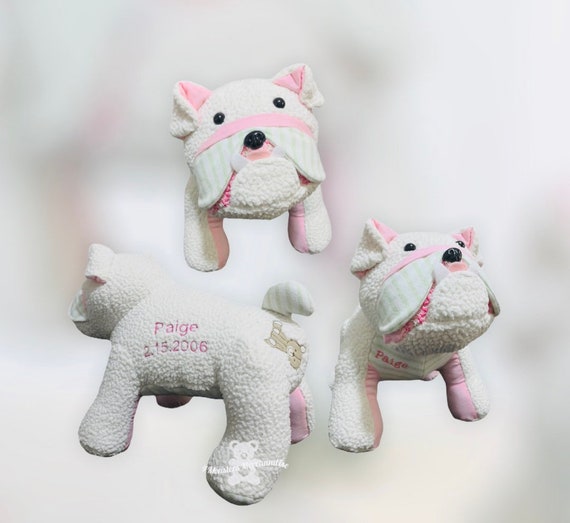Memory Bear/Bulldog keepsake bear bear from baby clothes | Etsy