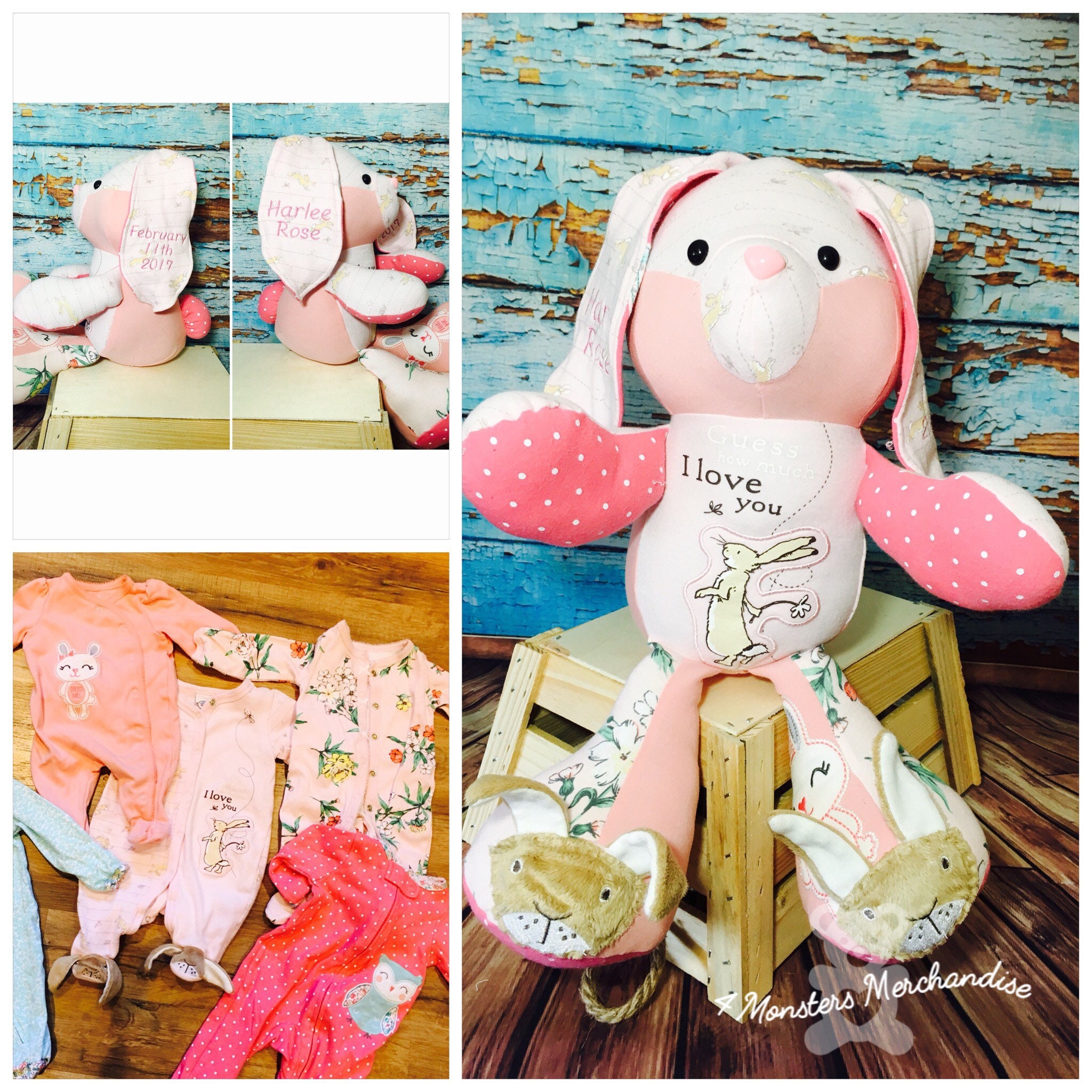 Memory Bear Keepsake Bunny bear from baby clothing | Etsy