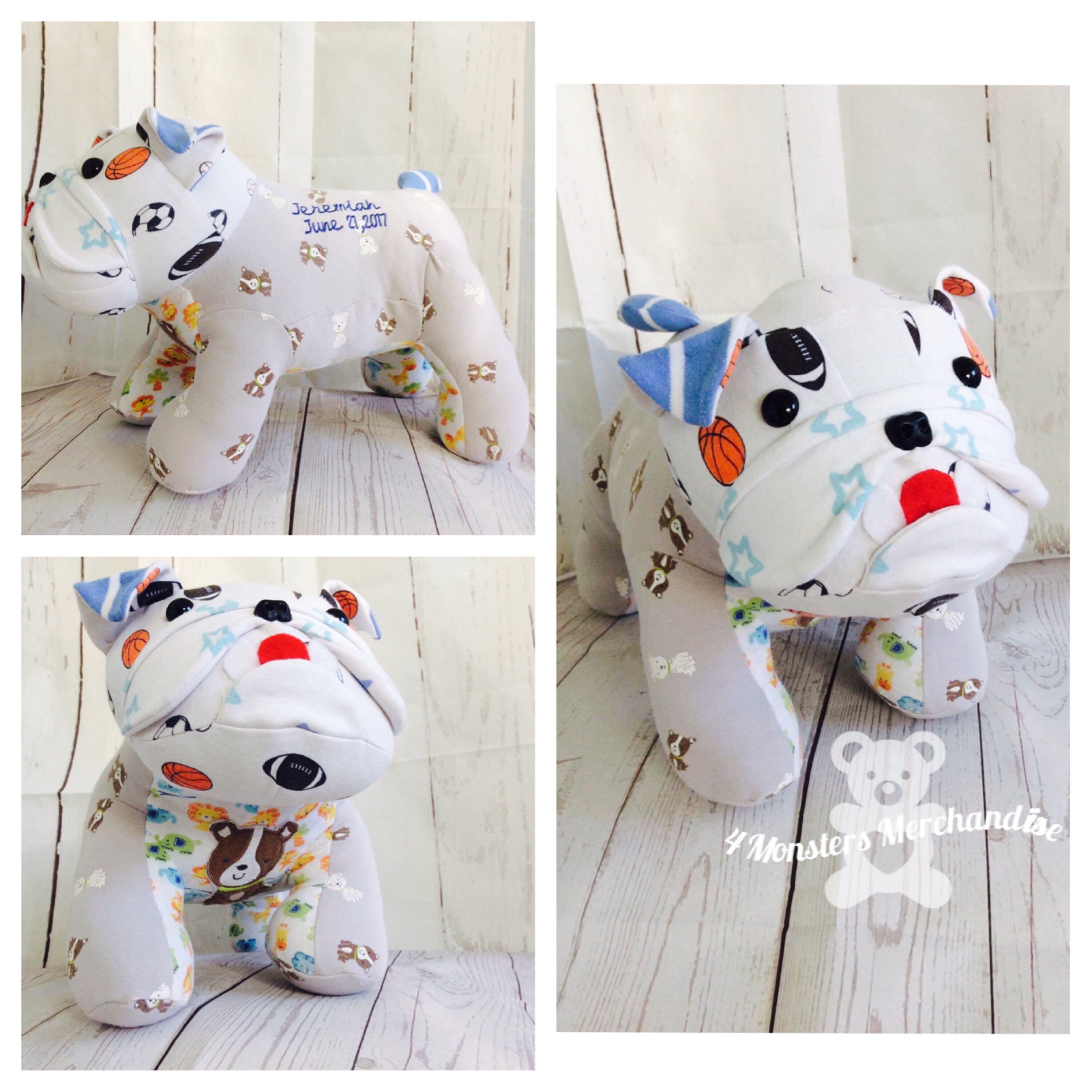 Memory Bear/Bulldog keepsake bear bear from baby clothes | Etsy
