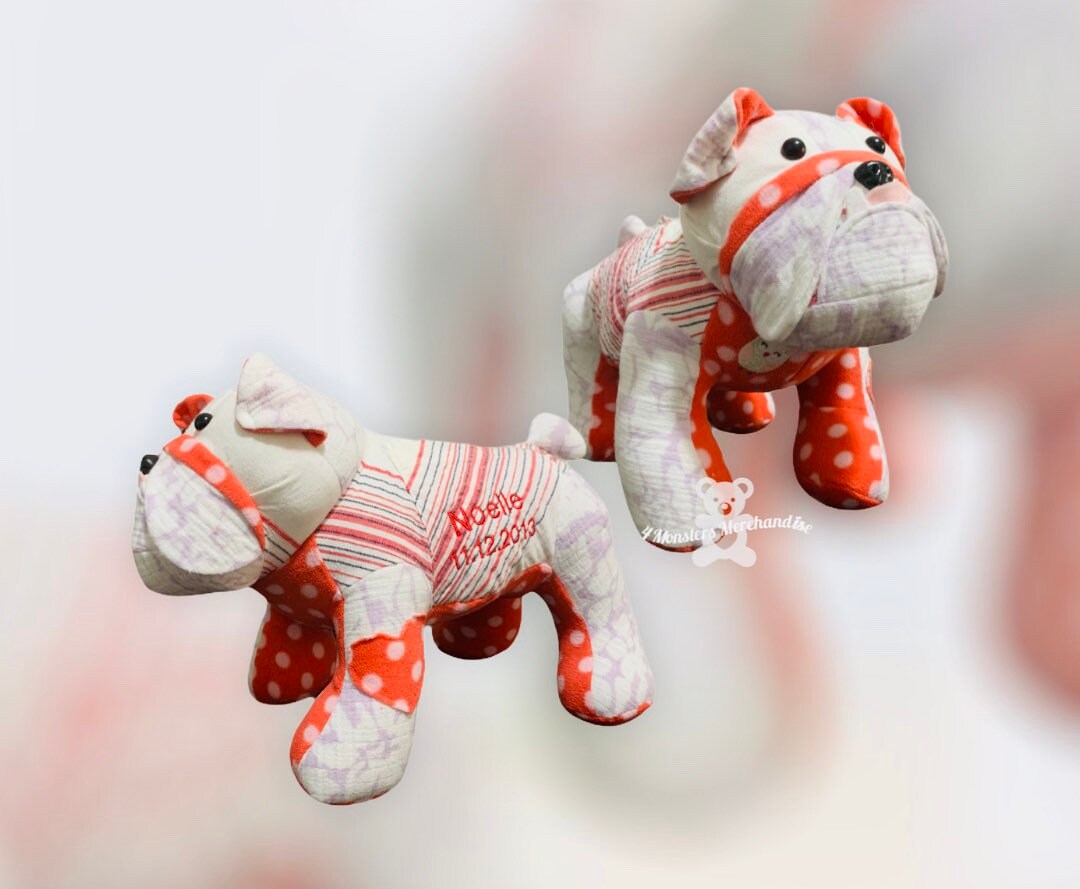 Memory Bear/Bulldog keepsake bear bear from baby clothes | Etsy