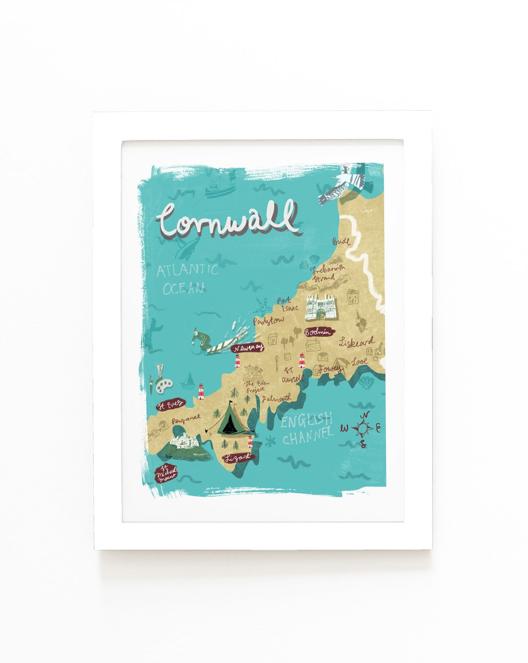 Cornwall Illustrated Map Illustrated Map Travel Made to - Etsy UK