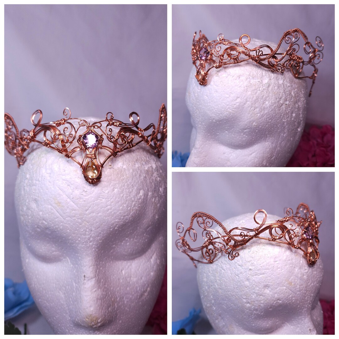 Amethyst and Citrine Copper Wire Tiara for Ballet, Festivals and ...