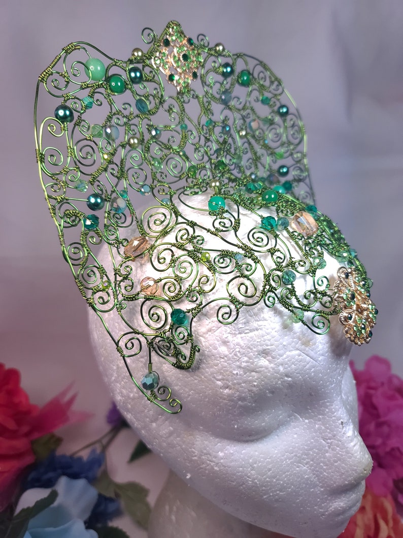 Green Victorian Style Filigree Wire Wrapped Crown for Ballet, Cosplay ...