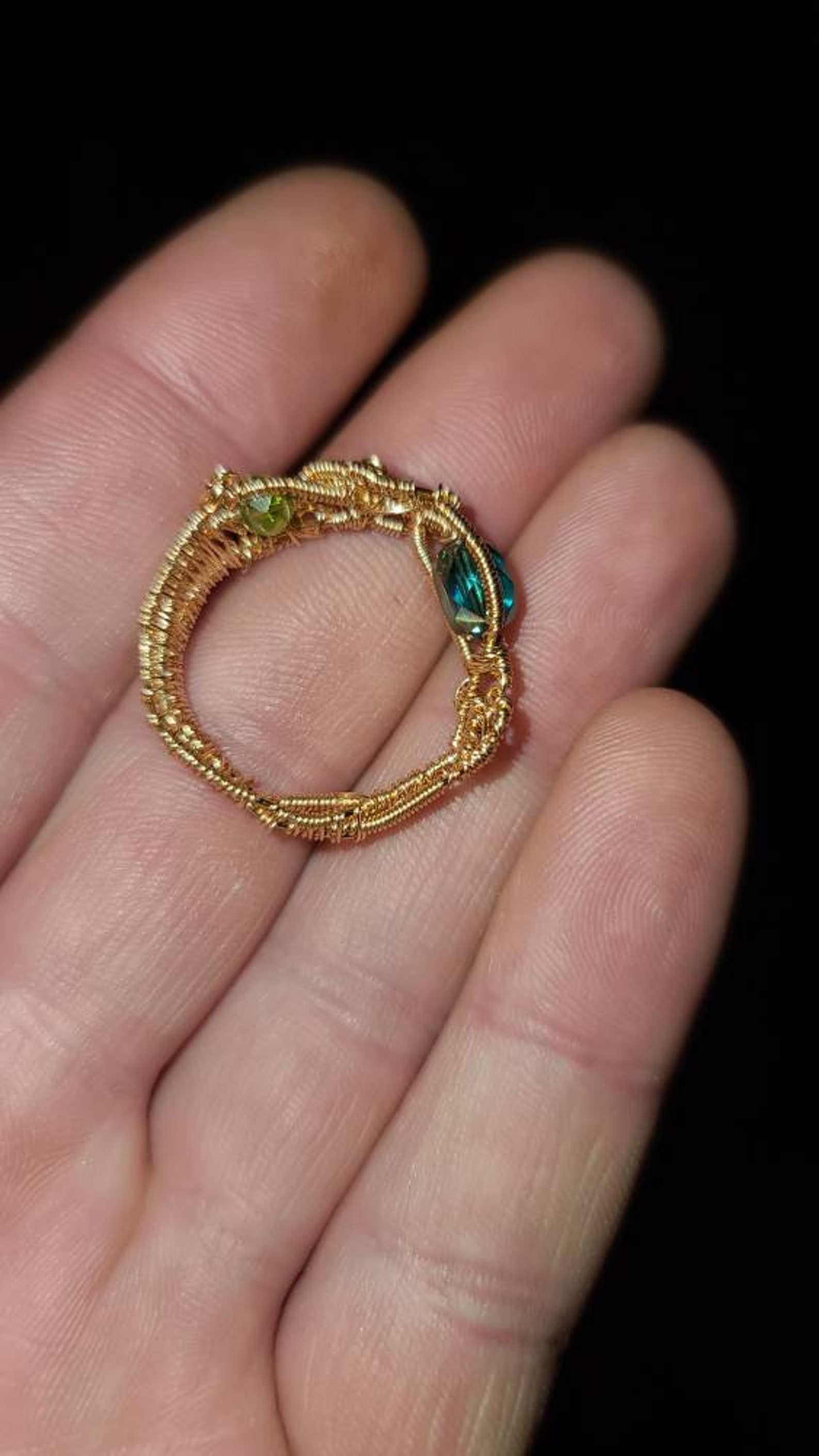 Gold wire ring with beads size 10 | Etsy