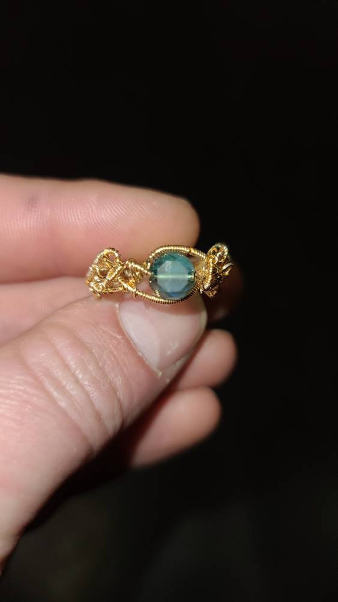 Gold wire ring with beads size 10 | Etsy