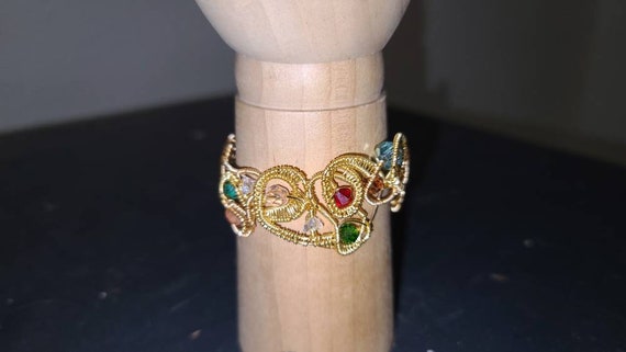 Gold coated copper wire bracelet with beads for cosplay | Etsy