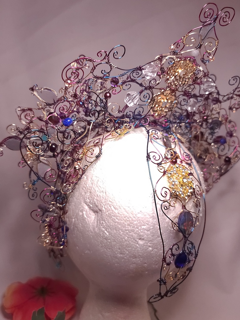 Epic Magenta, Sapphire Blue and Gold Wire Crown for Festivals, Cosplay ...