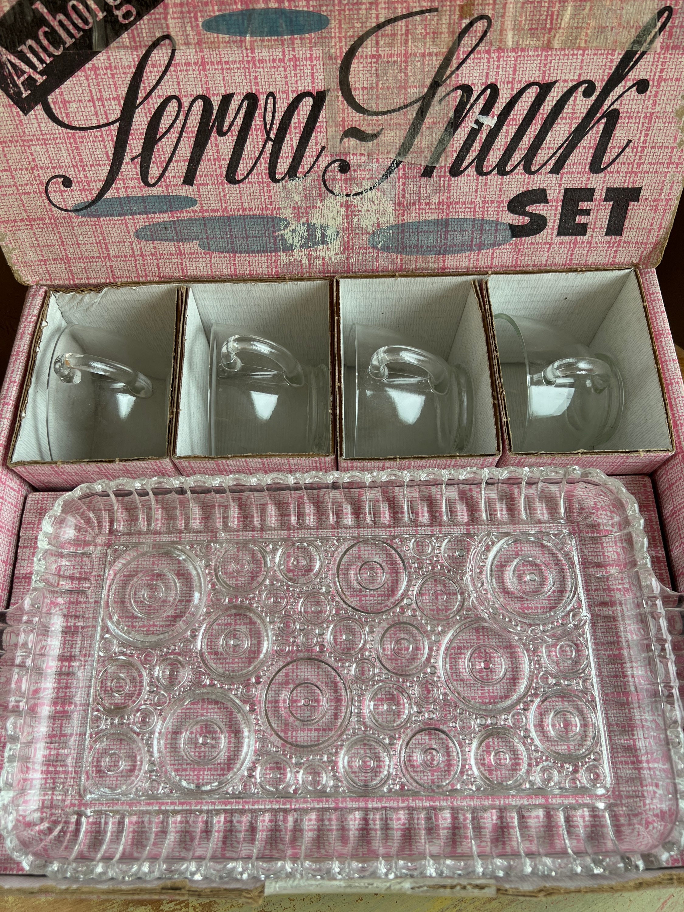 Vintage 1950s Anchorglass Serva-snack Set Original Box - Etsy