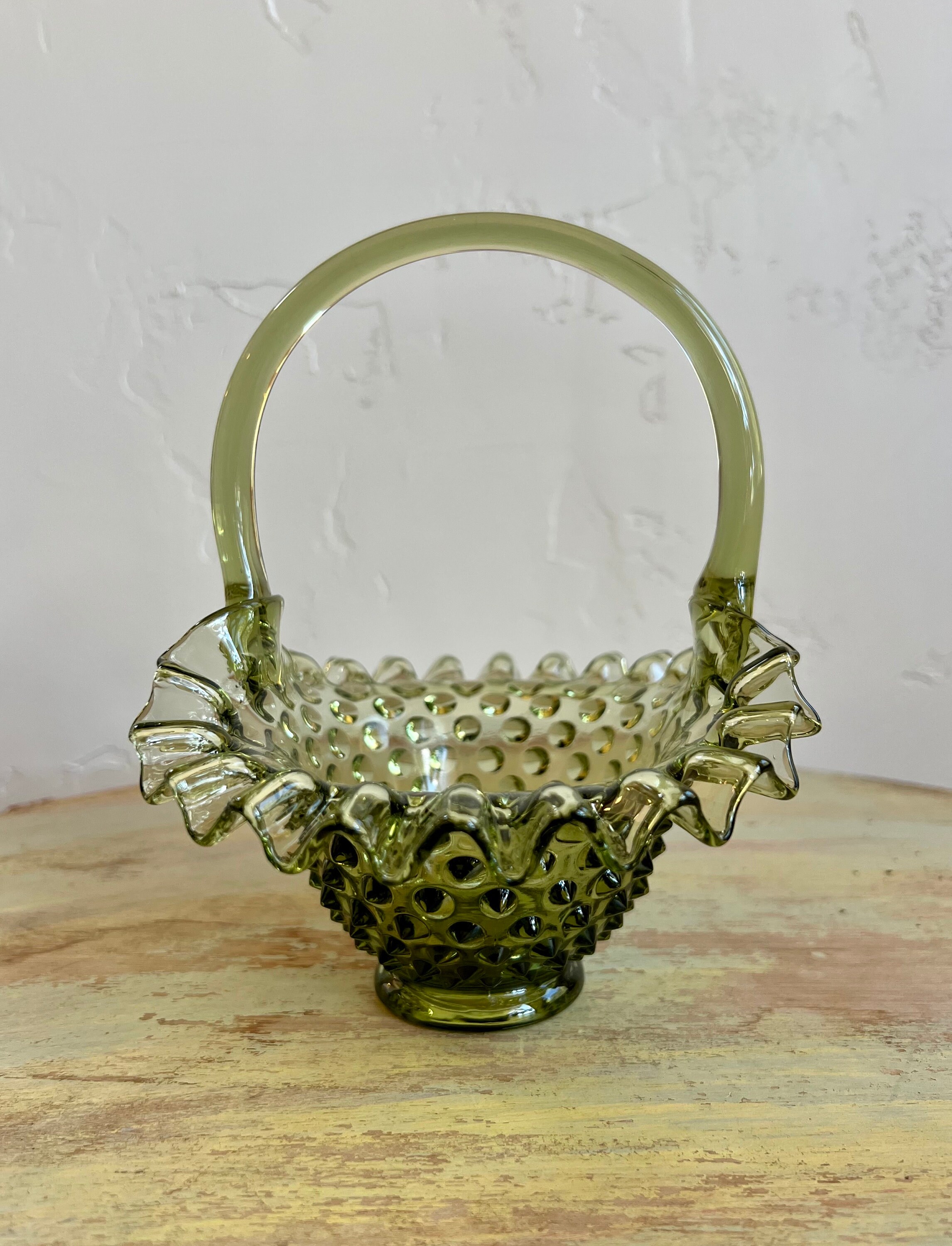 VINTAGE FENTON Hobnail Glass Basket Vintage Glassware 1970s - Etsy