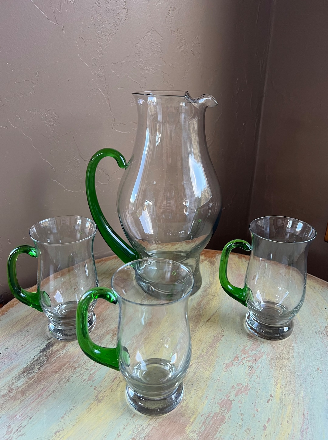 Vintage Glass Pitcher Set, 4 Piece Set, Mid Century Modern Kitchen - Etsy