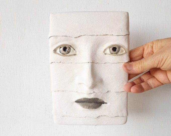 Pottery Wall Face Abstract Head Sculpture With Raised - Etsy