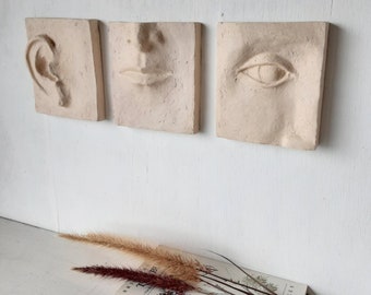 Terracotta Wall Art Ceramic Faces Set of Three Classic | Etsy