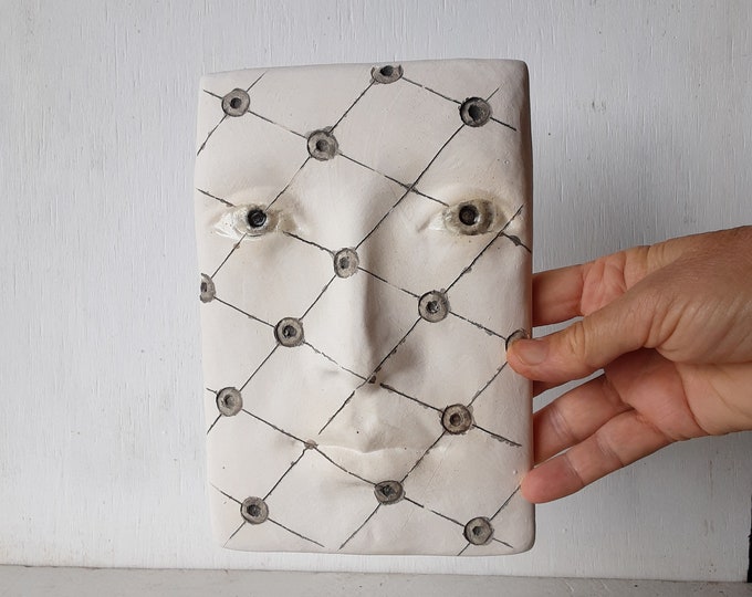 White Wall Mask Sculpture Modern Ceramic Wall Decor Female | Etsy