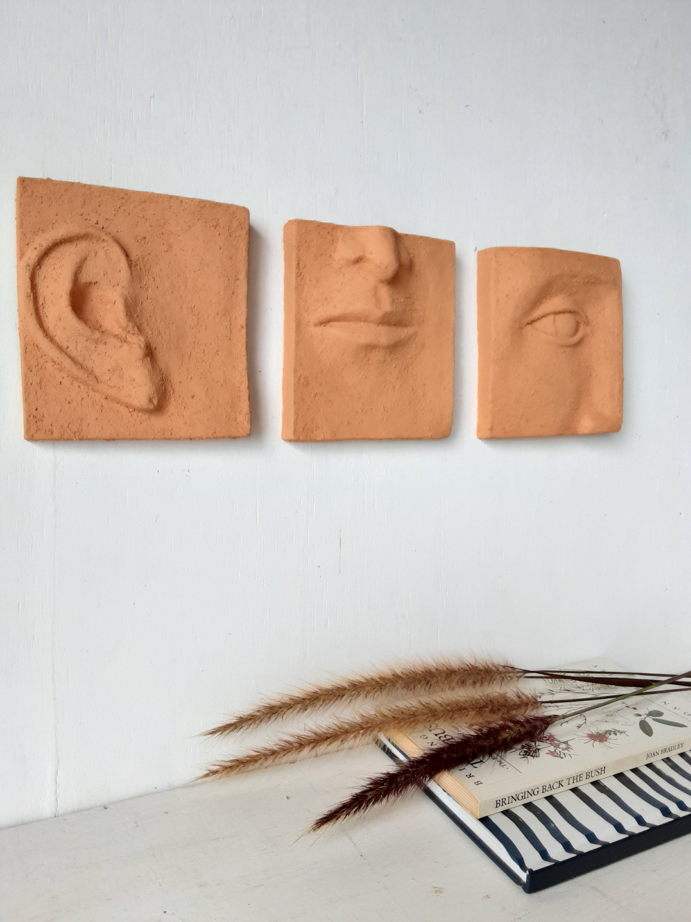 Terracotta Wall Art Ceramic Faces Set of Three Classic | Etsy