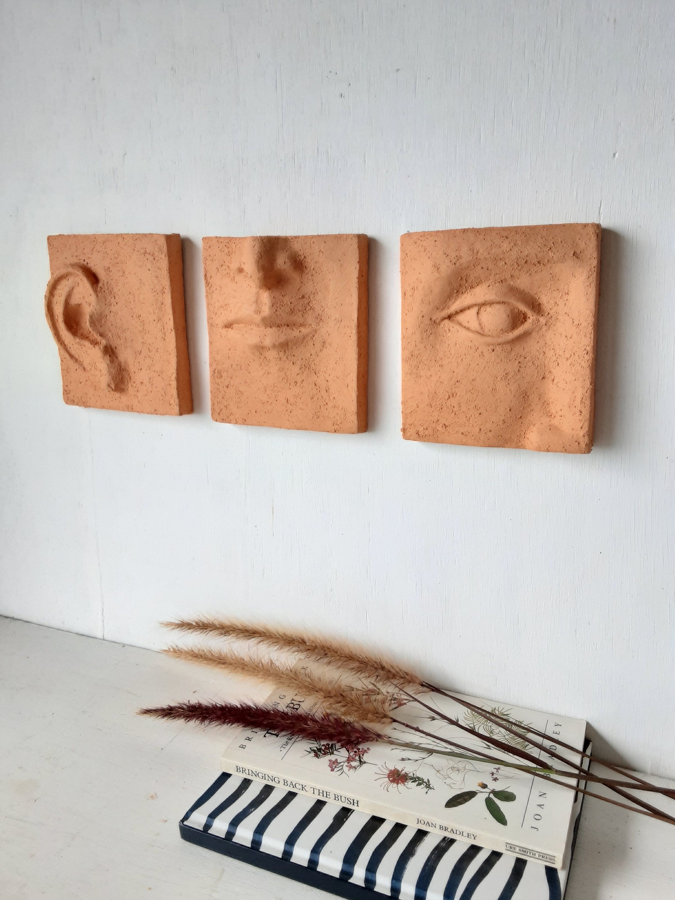 Terracotta Wall Art Ceramic Faces Set of Three Classic - Etsy