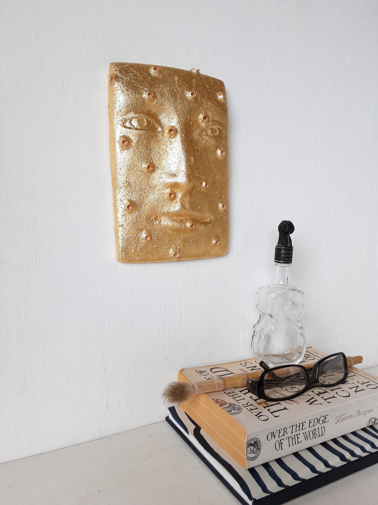 Gold Tile Face Sculpture Ceramic Wall Art Buddha Face Gold - Etsy