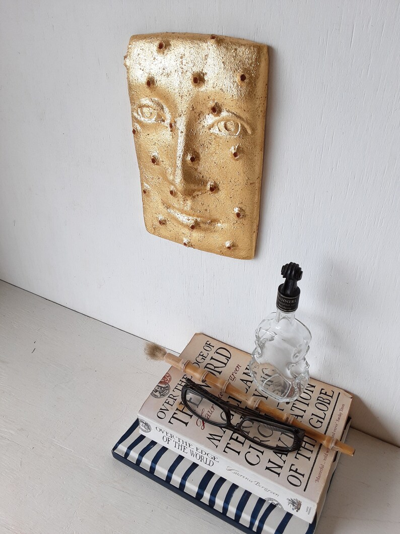 Gold Tile Face Sculpture Ceramic Wall Art Buddha Face Gold - Etsy