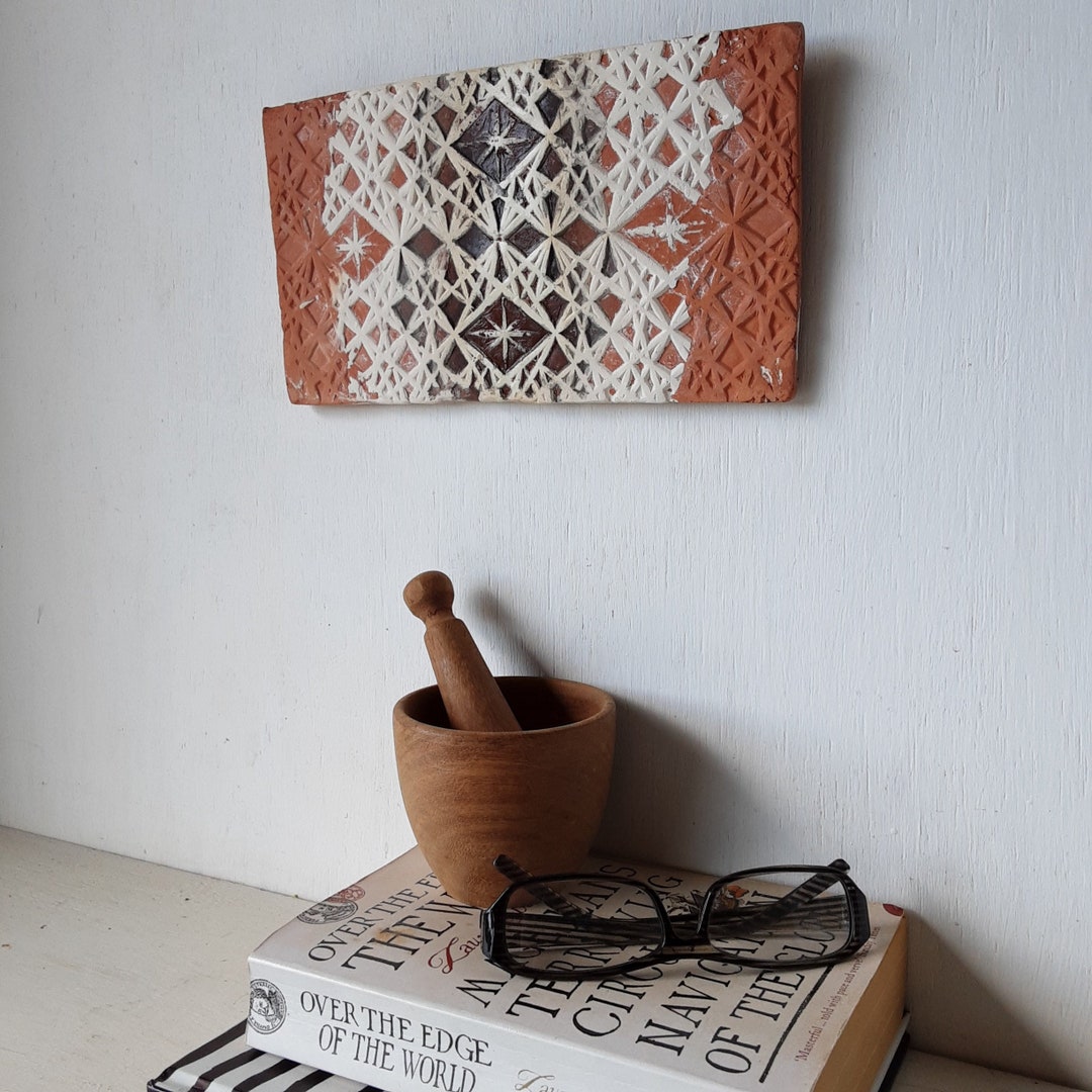 Rectangular Terracotta Plaque With Embossed Crystal Pattern, Moroccan ...