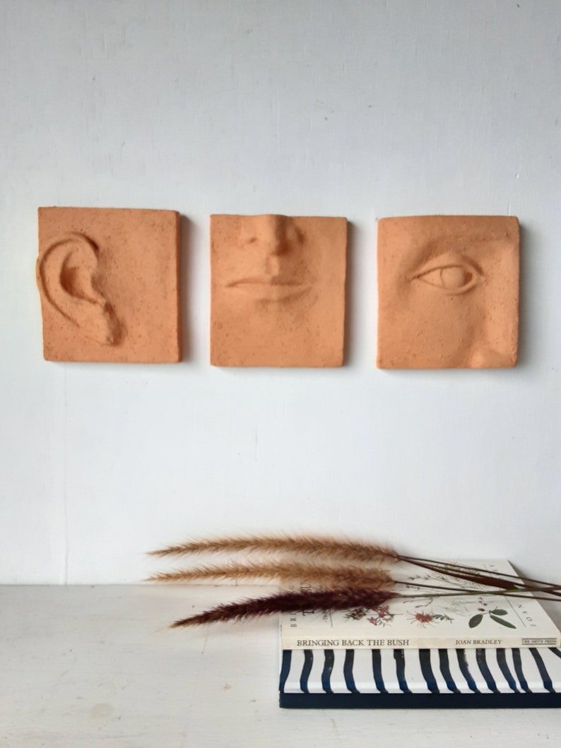Terracotta Wall Art Ceramic Faces Set of Three Classic - Etsy
