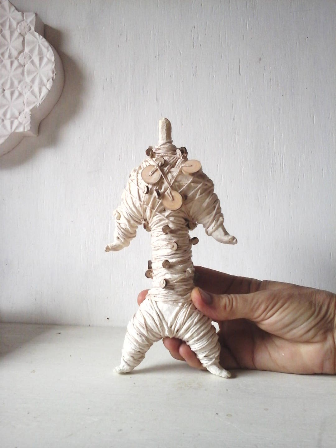 Fetish Doll of Mummy Wrapped in String and Handmade Beads, Rustic ...